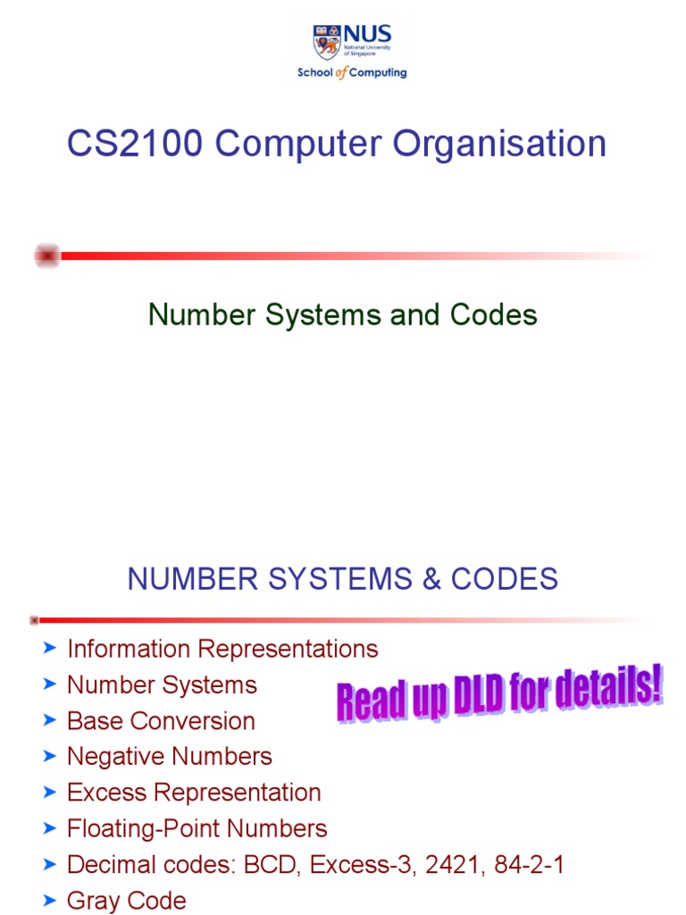 Cs2100 2 Number Systems and Codes | PDF | Binary Coded Decimal | Character Encoding