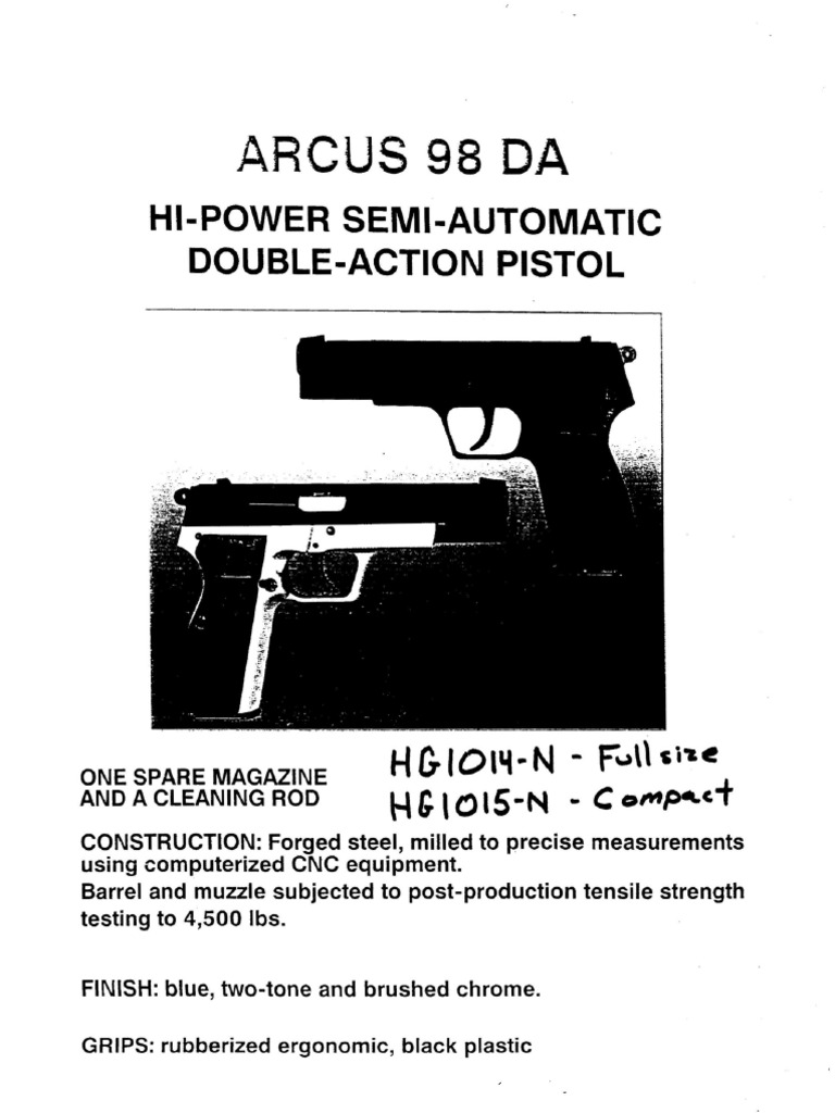 Arcus 98 Da | PDF | Handgun | Weapon Design