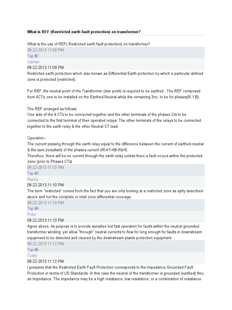 An In-Depth Explanation of Restricted Earth Fault (REF) Protection for ...