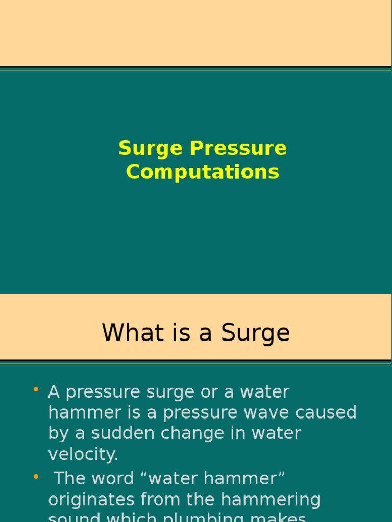 Surge Calculations | PDF | Pressure | Pipe (Fluid Conveyance)