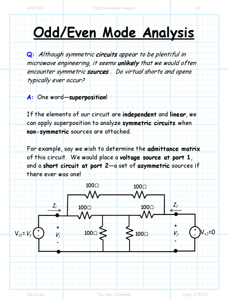 Odd Even Mode Analysis | Electrical Network | Electrical Engineering