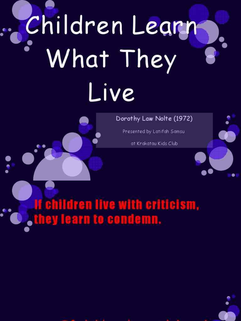 Children Learn What They Live | PDF