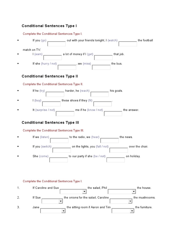 Conditional Sentences Handout | PDF | Breads | Milk