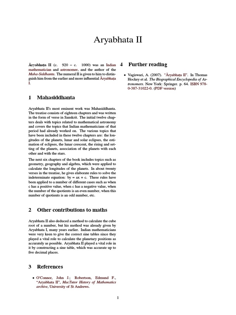 Aryabhata II | PDF | Astronomy | Science