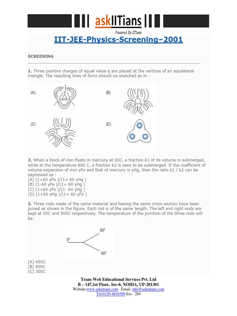 Iit Jee Screening 2001 | PDF | Radioactive Decay | Prism