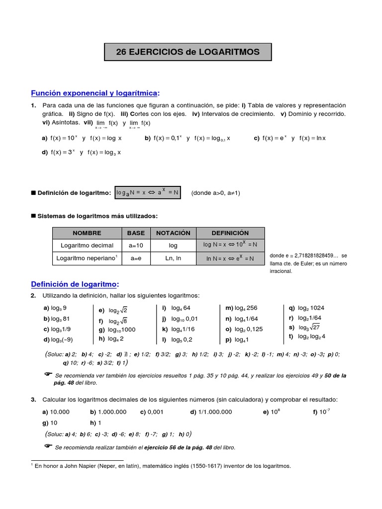 Logaritmos | PDF | Logaritmo | Funciones y mapeos