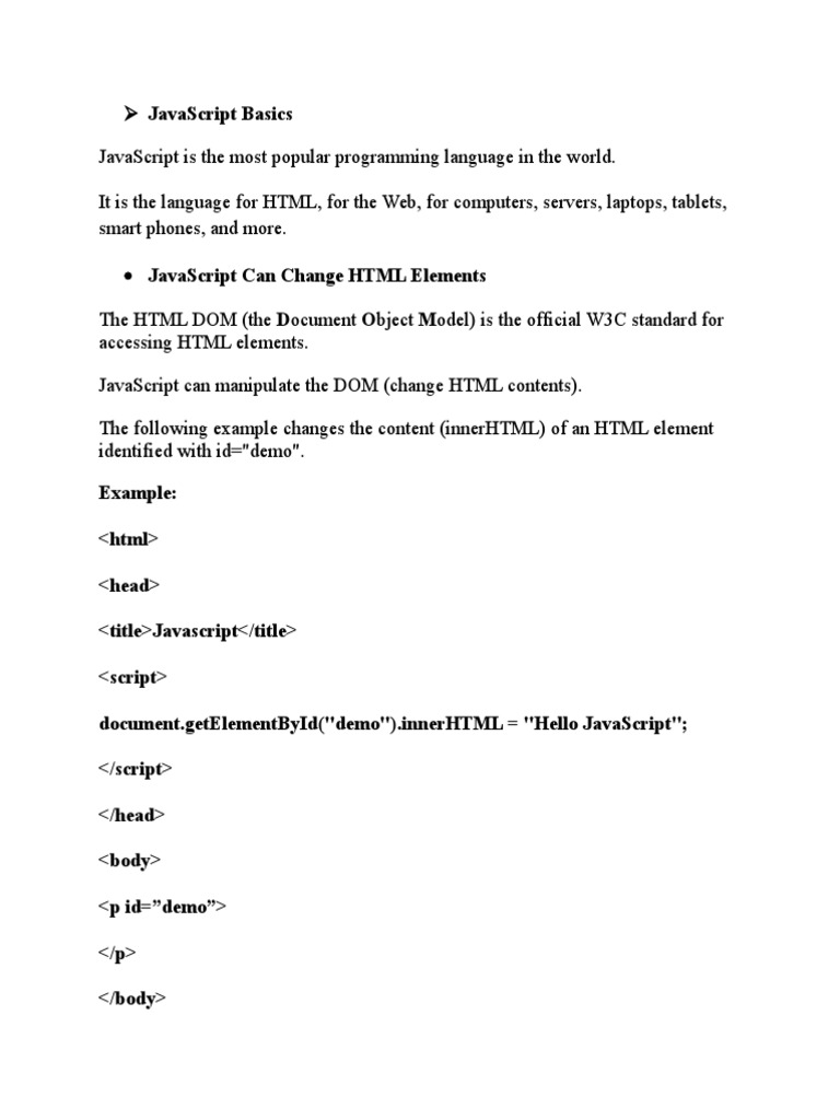 An In-Depth Guide to JavaScript Basics and Core Concepts | PDF | Java ...