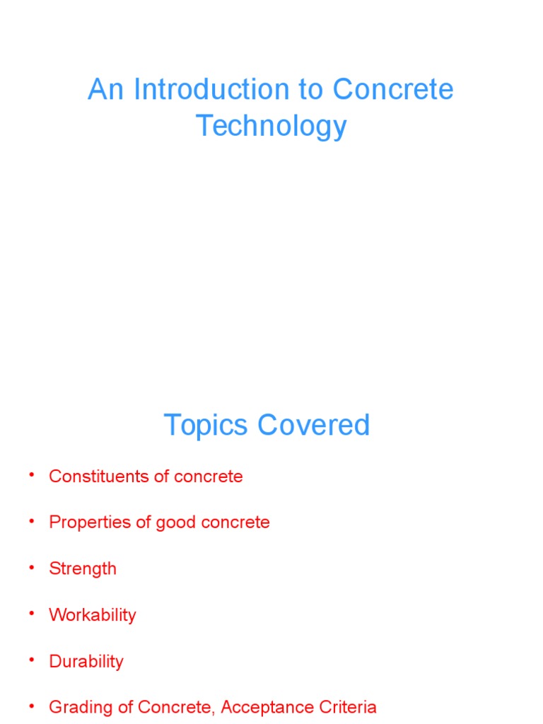 An Introduction To Concrete Technology | PDF | Porosity | Concrete
