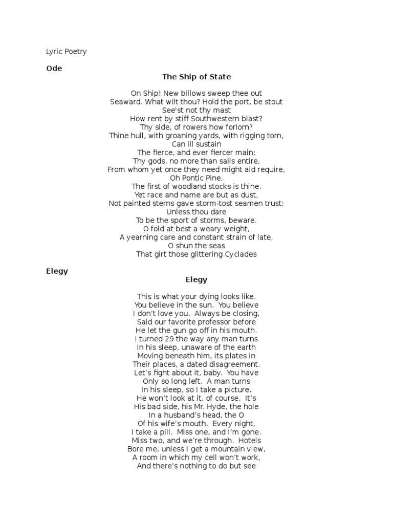 Ode The Ship of State | PDF