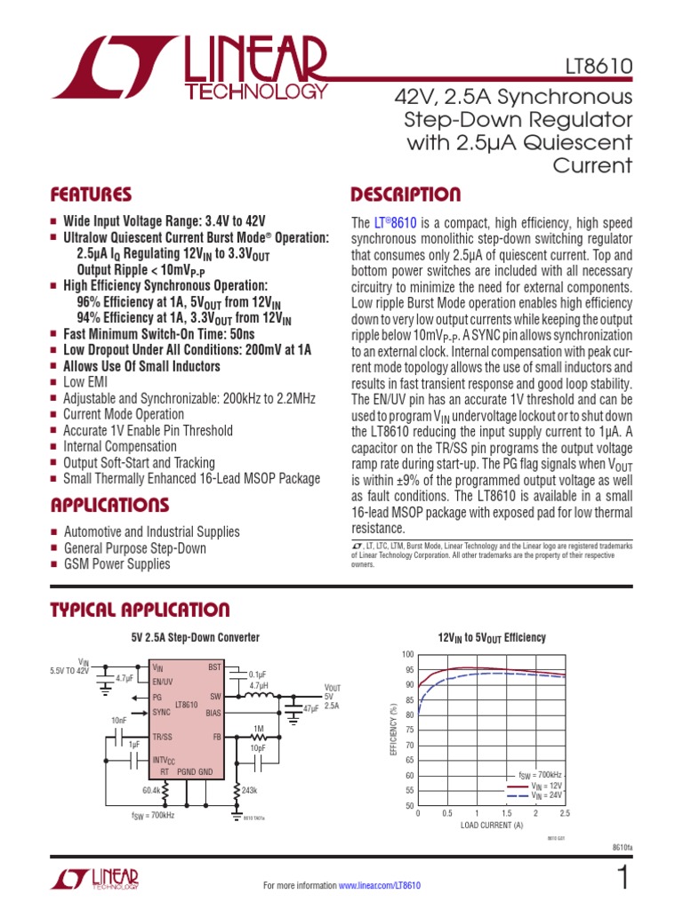 Features Description: LT8610 42V, 2.5A Synchronous Step-Down Regulator ...