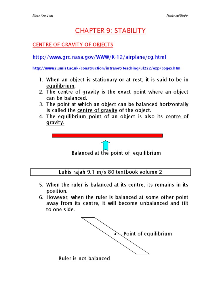 Centre of Gravity and Stability | PDF | Center Of Mass | Weight