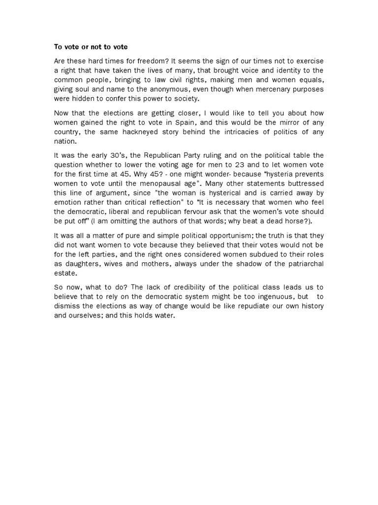 To Vote or Not To Vote | PDF