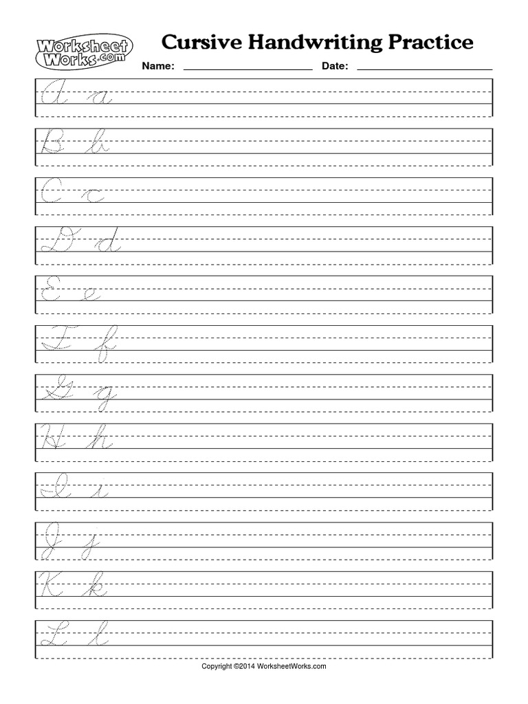 Worksheet Works Cursive Handwriting Practice 1 | PDF