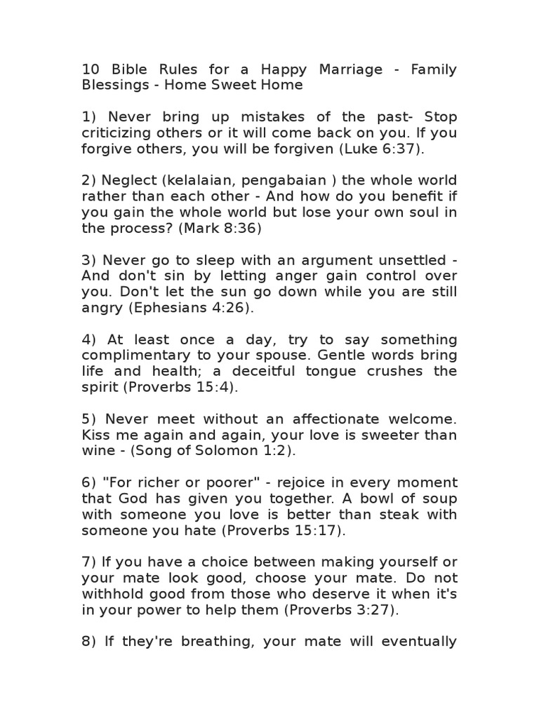 10 Bible Rules For A Happy Marriage | PDF | Forgiveness | Religious ...
