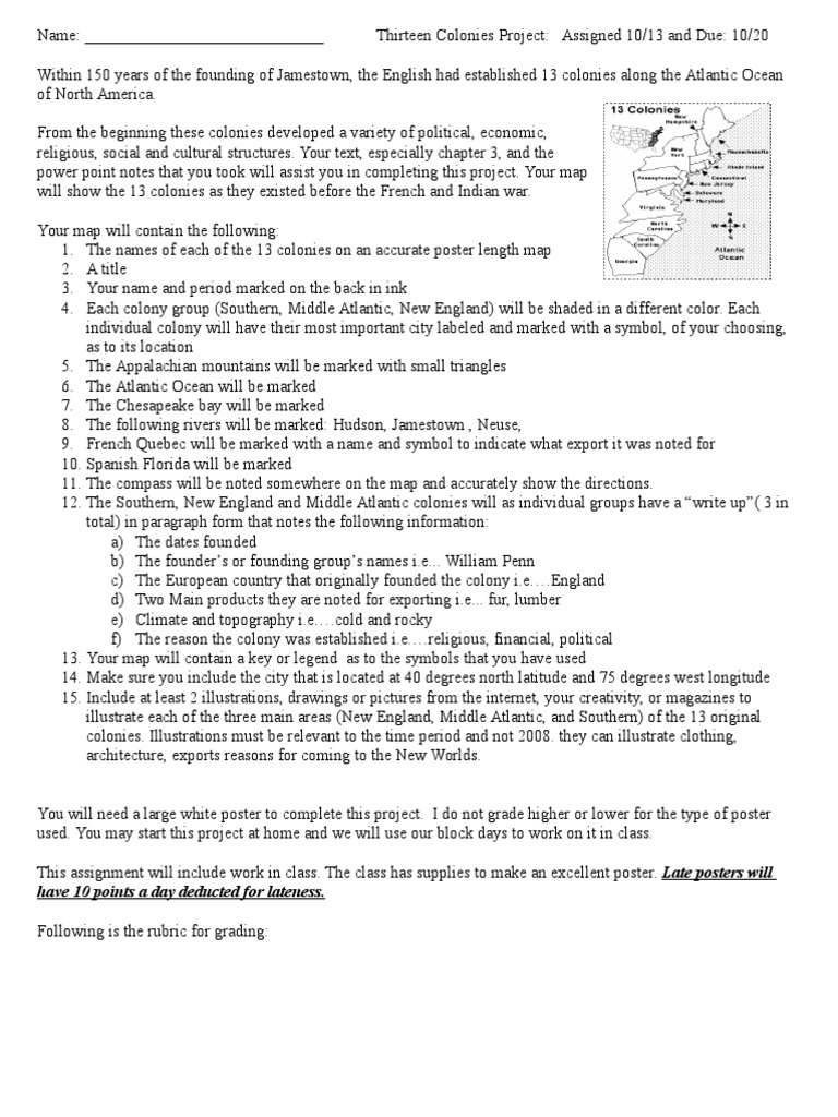 Thirteen Colonies Project | PDF | Thirteen Colonies | New England