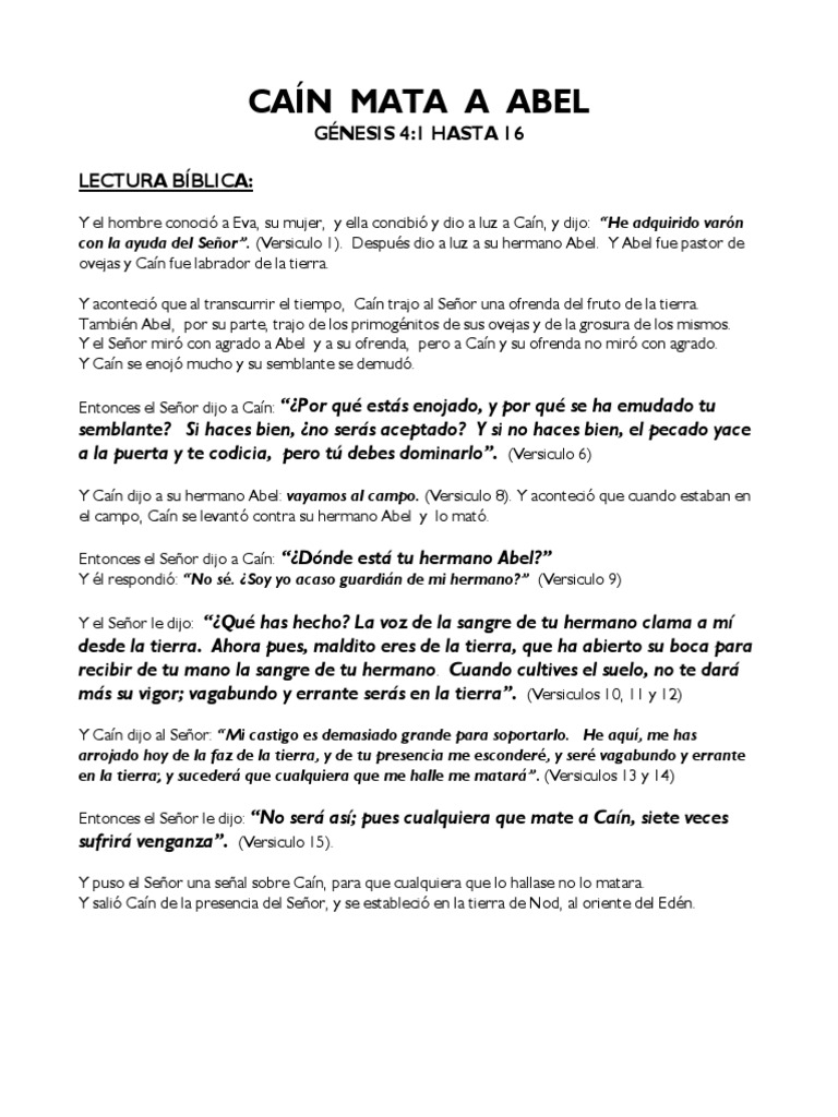 Caín y Abel: Historia y Lección | PDF | Caín y Abel | Cristianismo