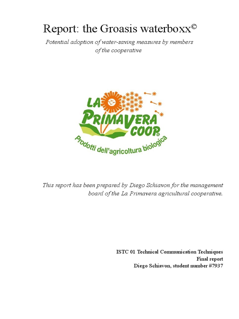 Report On Adopting Groasis Waterboxx For Water Saving Measures at The ...