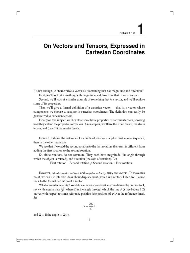 On Vectors and Tensors, Expressed in Cartesian Coordinates | Download ...