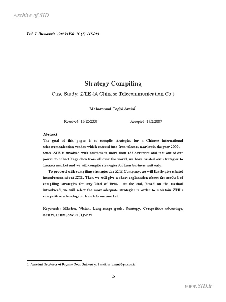 ZTE's Strategies for Iran Telecom Market | PDF | Strategic Management ...