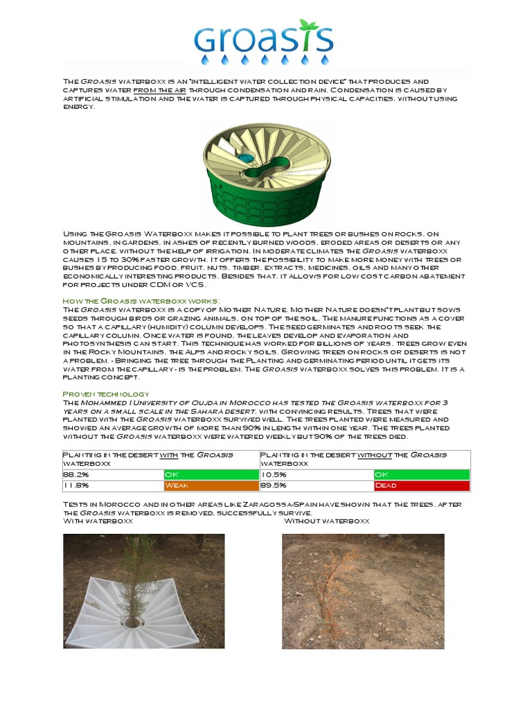 Groasis Waterboxx - Intelligent Water Collection Device | PDF | Desert ...