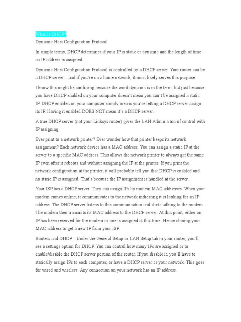 What Is DHCP | Download Free PDF | Ip Address | Computer Networking