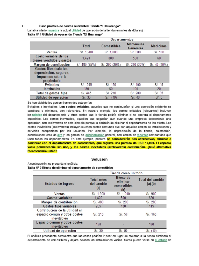 Caso Práctico de Costos Relevantes | PDF | Euro | Costo de oportunidad