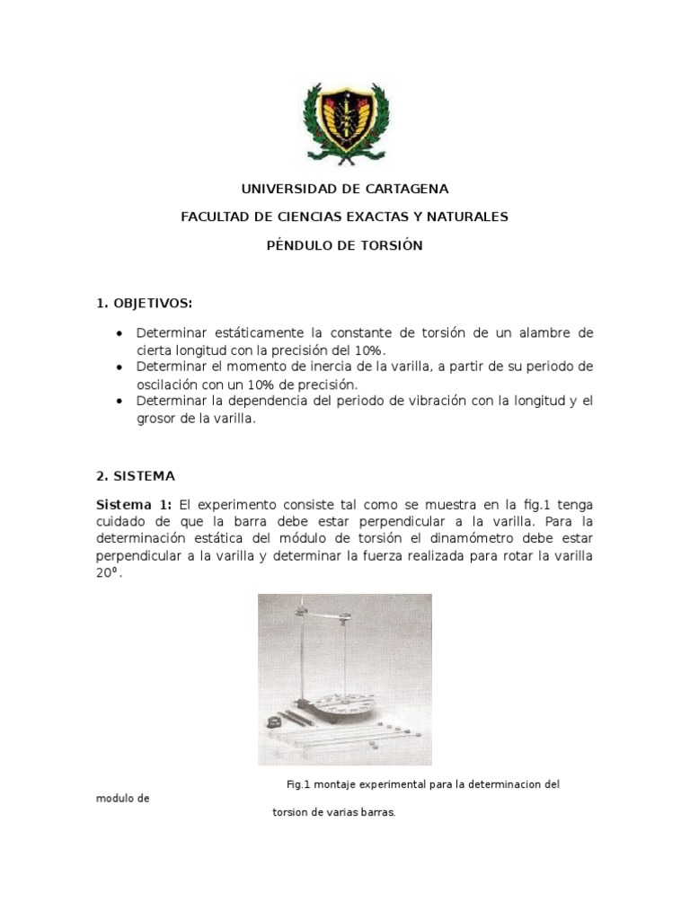 Guia Pendulo de Torsion | PDF | Rotación | Péndulo