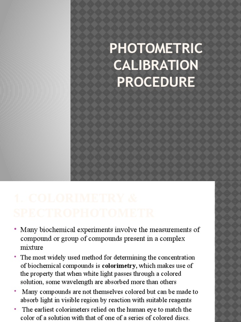 Colorimeter Calibration Procedures | PDF | Fluorescence Spectroscopy ...