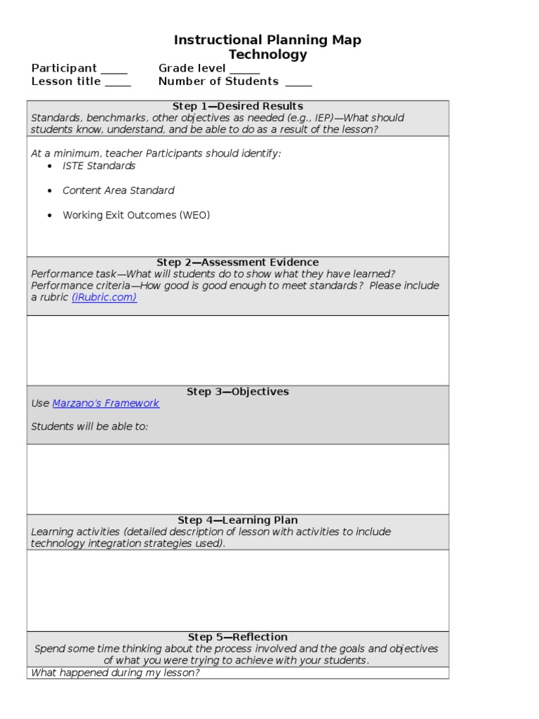 Instructional Planning Map Template | PDF | Career & Growth