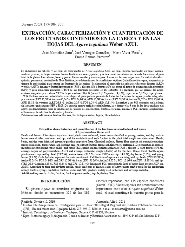 Extracción, Caracterización y Cuantificación de Fructanos | PDF ...