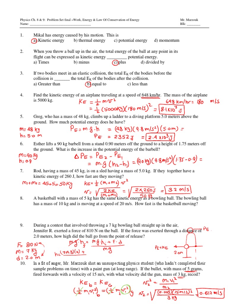 8.5 Final Review Key PDF | PDF | Gravity | Kinetic Energy