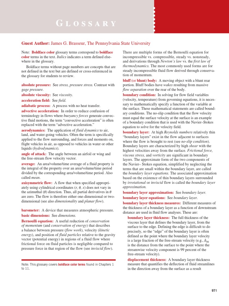 Fluid Mechanics Glossary | PDF | Fluid Dynamics | Boundary Layer
