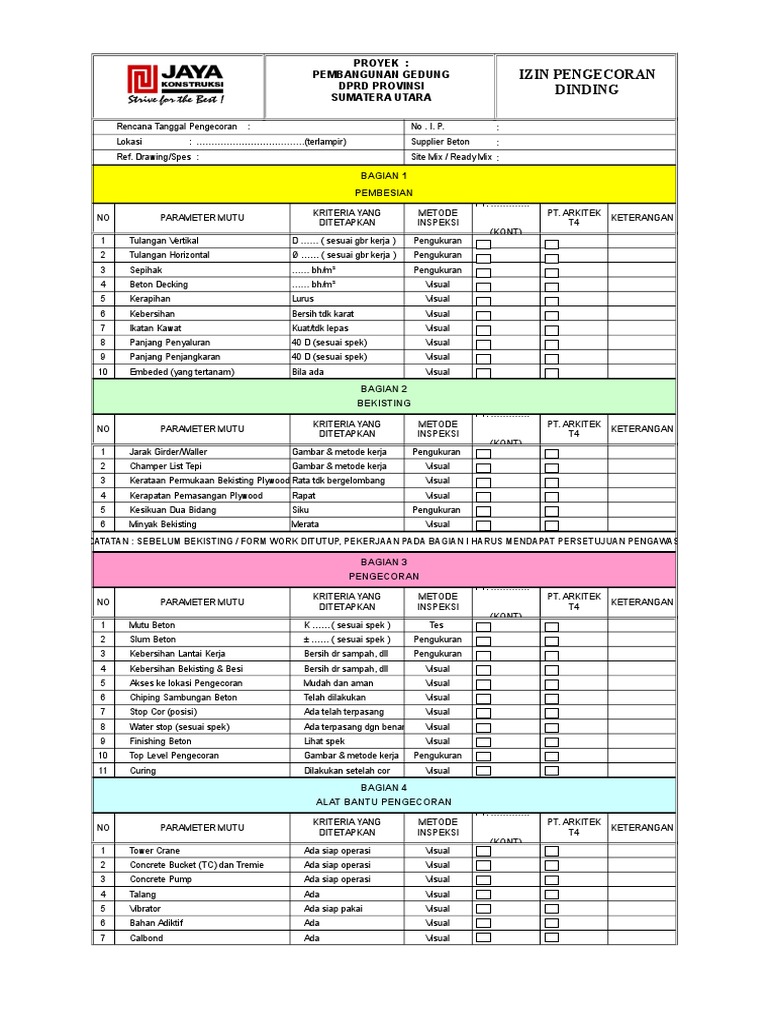 31 Izin Pengecoran Dinding | PDF | Teknologi & Rekayasa