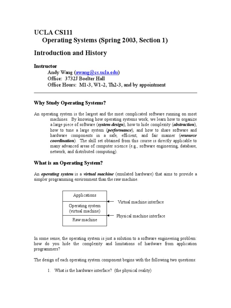 UCLA CS111: Intro to Operating Systems | PDF | Operating System | Computer Hardware