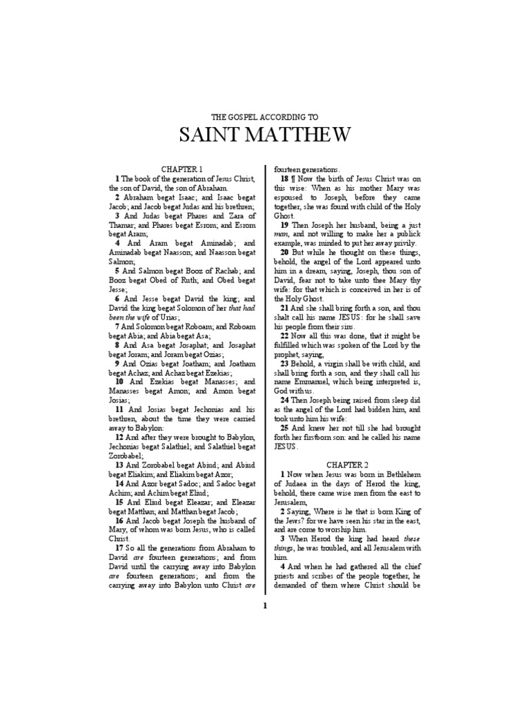 The Gospel of Matthew | PDF | Religious Belief And Doctrine | Bible Content
