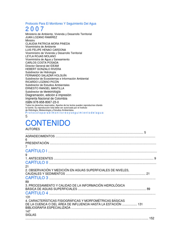 Protocolo para El Monitoreo y Seguimiento Del Agua | PDF | Hidrología | Agua