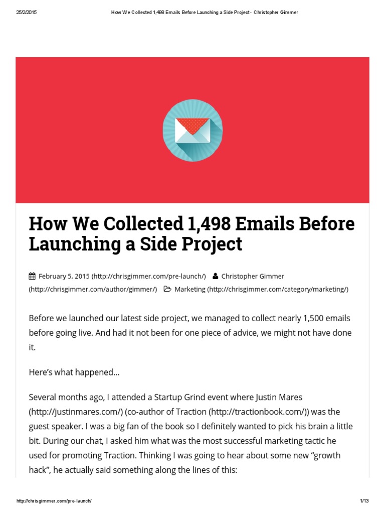 How We Collected 1,498 Emails Before Launching A Side Project ...