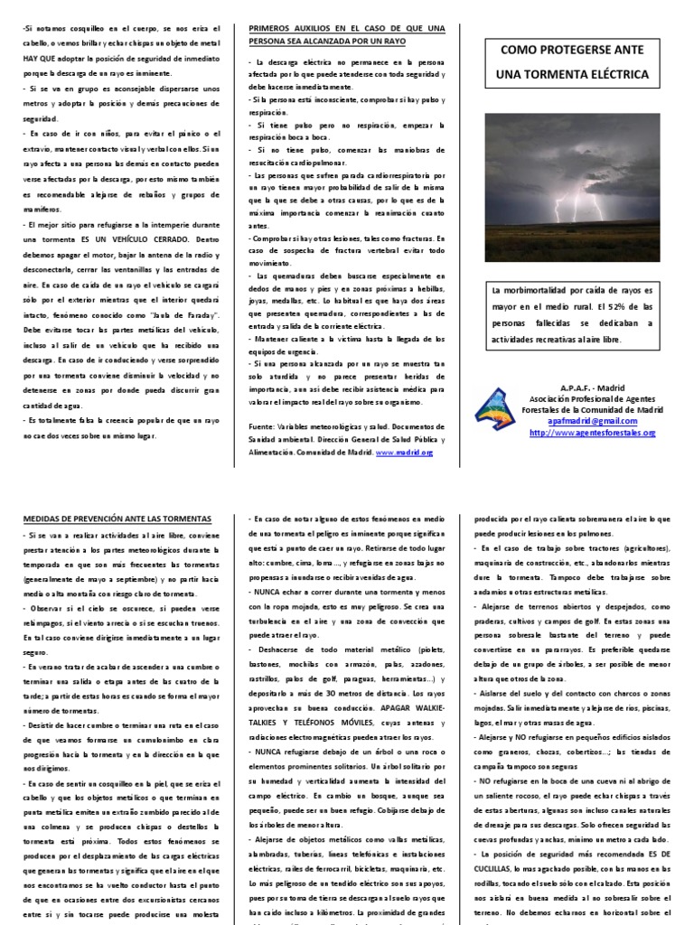 Triptico Tormentas Electricas PDF | PDF | Relámpago | Reanimación ...