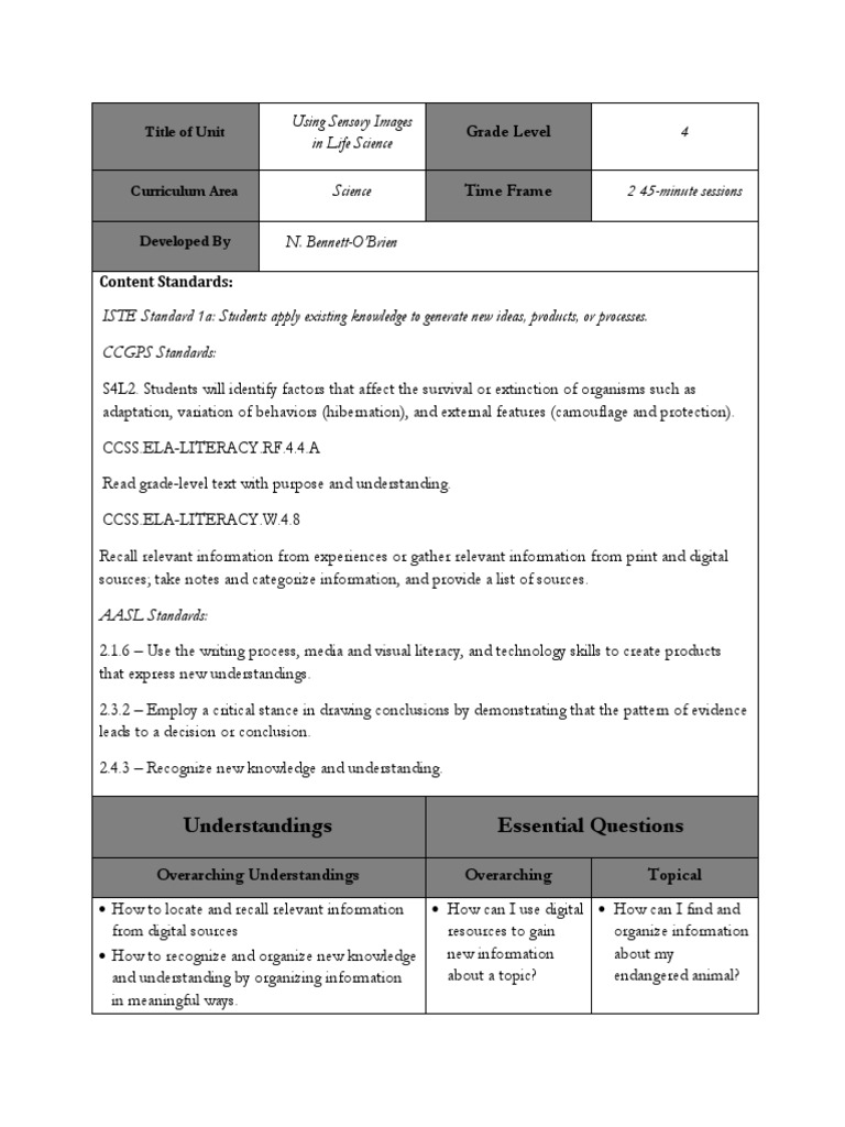 Bennett-O'brien Collaborativeunit | PDF | Information | Endangered Species