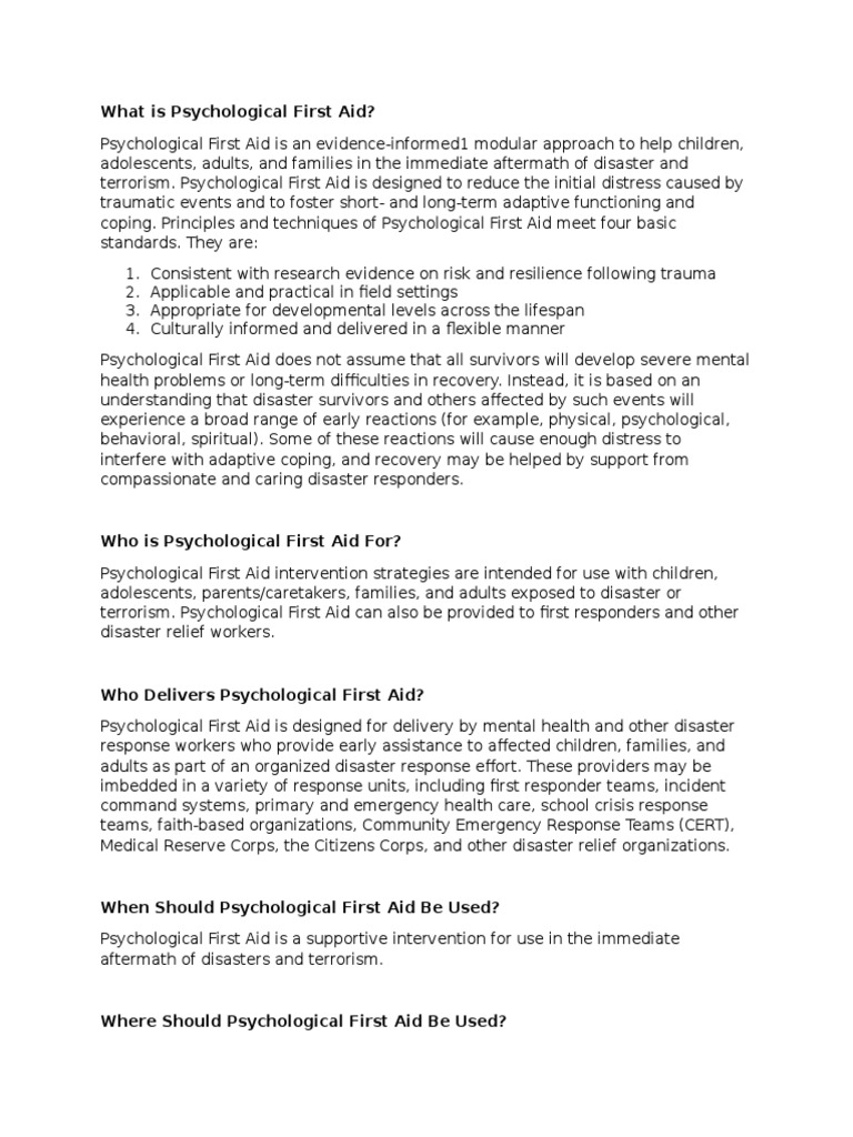 What Is Psychological First Aid | PDF