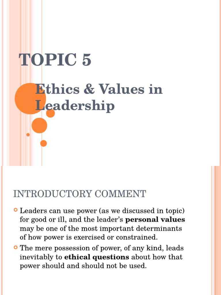 Ethics and Values in Leadership | PDF | Leadership | Value (Ethics)