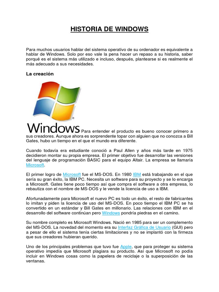 Historia de Windows | PDF | Microsoft Windows | Microsoft
