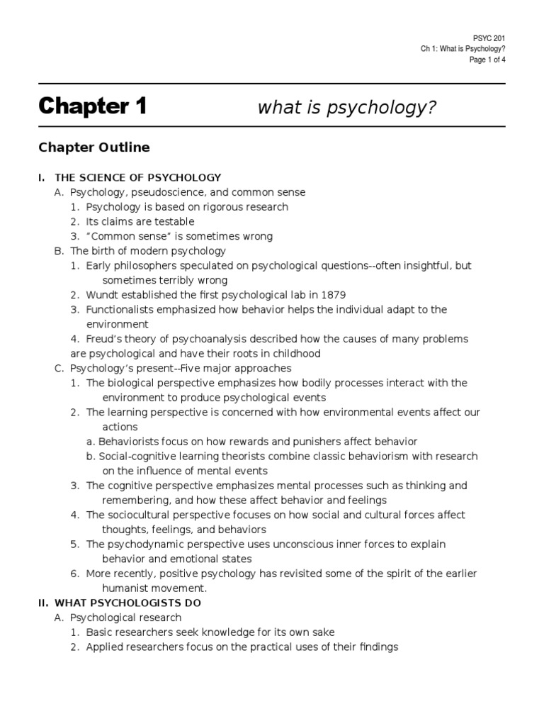 CH 1 - What Is Psychology Lecture Notes | PDF | Correlation And ...