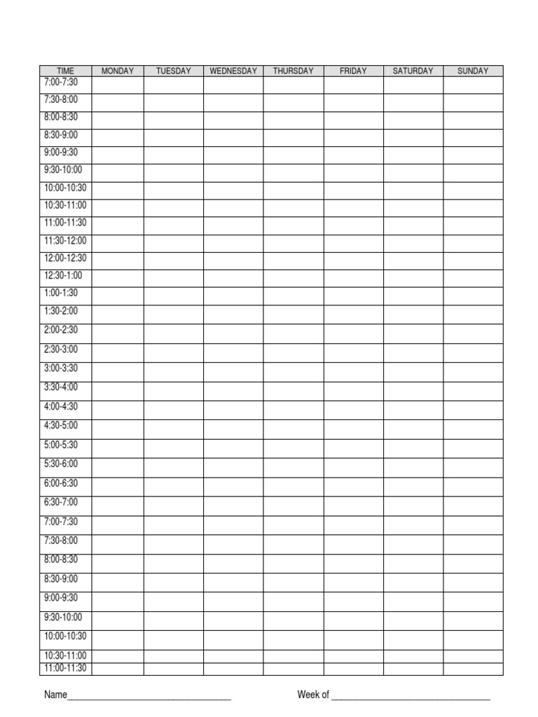 Weekly Blank Schedule Template | PDF