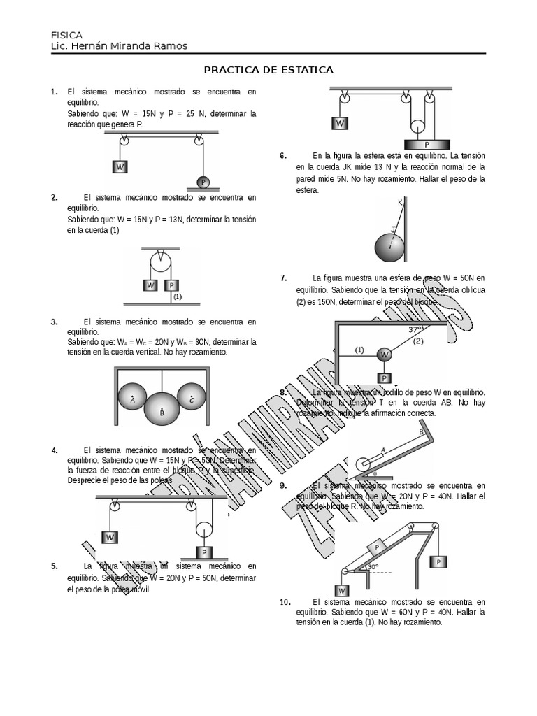 Practica de Estatica | PDF | Fricción | Elasticidad (Física)