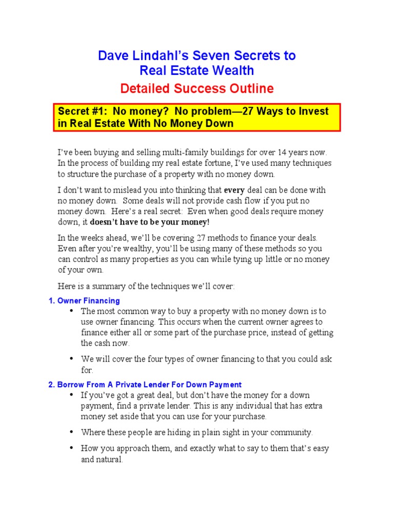 Dave Lindahl's 27 Methods for Acquiring Multi-Family Real Estate ...