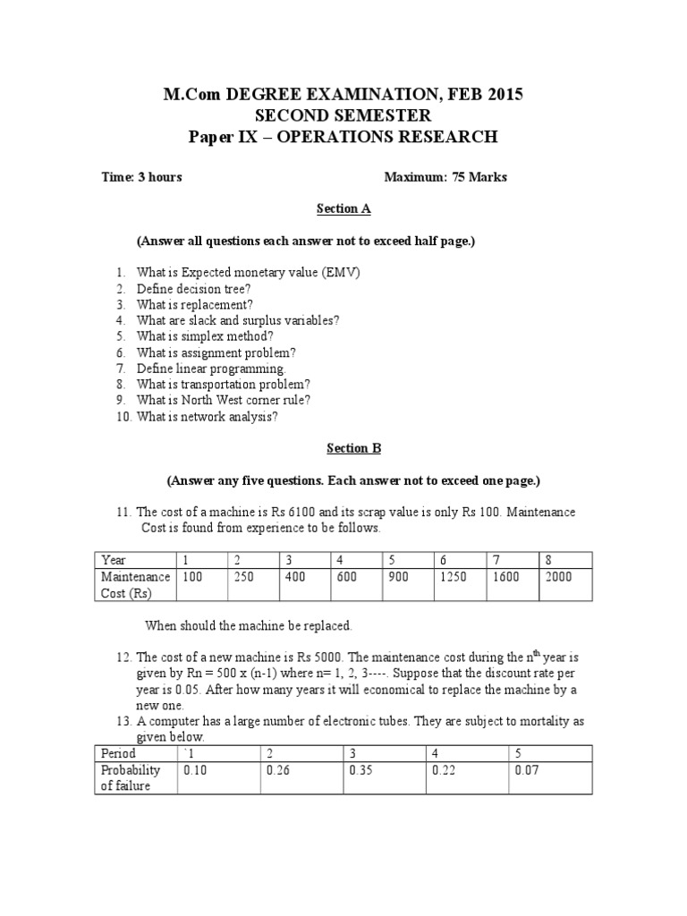 M COM QUESTION PAPER.doc | Economics | Applied Mathematics