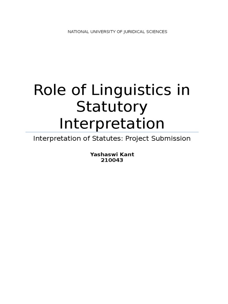 Role of Linguistic in Statutory Interpretation | PDF | Statutory ...