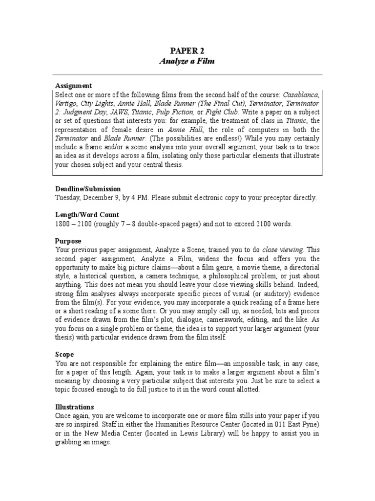 Paper 2-Analyze A Film | PDF | Thesis