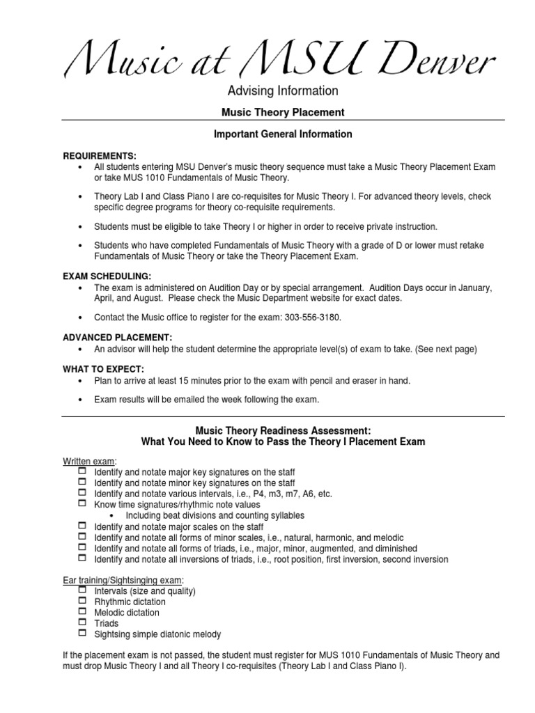 Theory Placement Guidelines | PDF